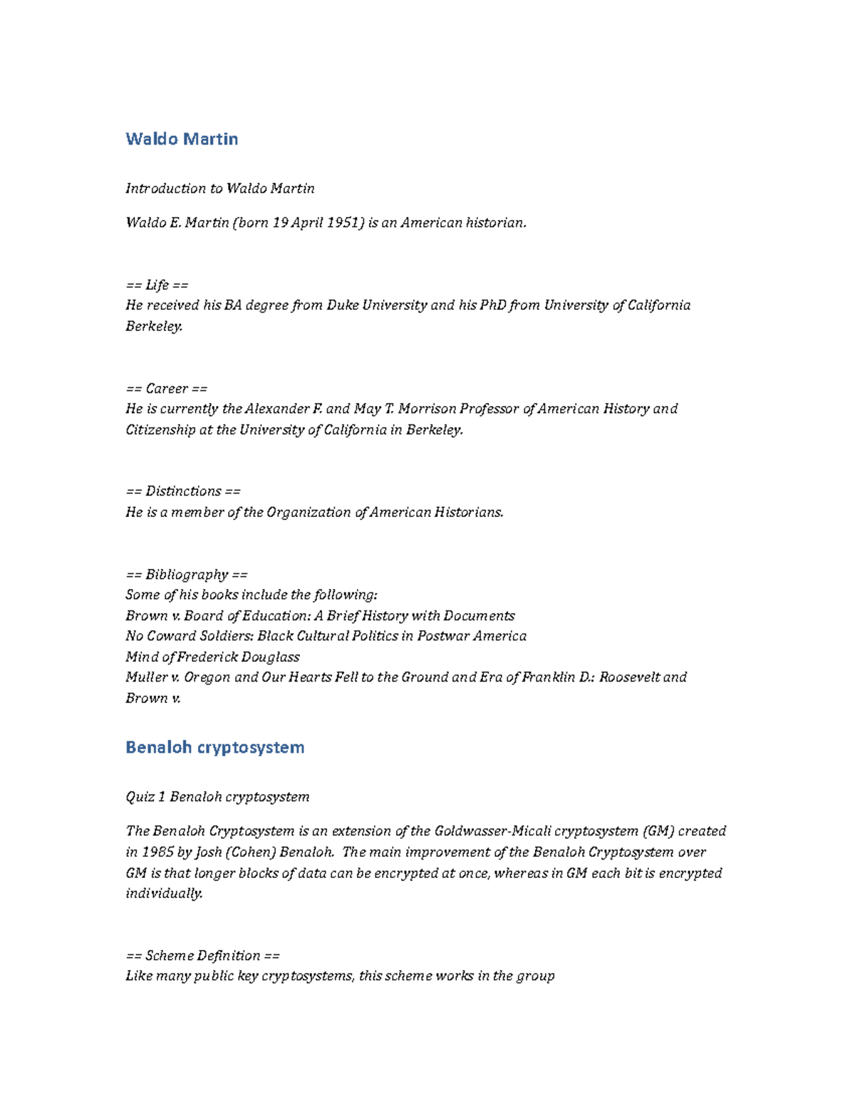 PSY167 Lecture-Note Waldo Martin - Waldo Martin Introduction to Waldo ...