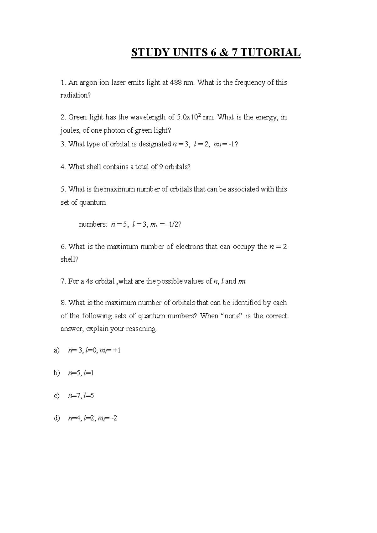 Study+ Units+6+and+7 - they are about the nature of atoms - STUDY UNITS ...