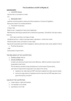Constitution of South Africa Summary - Constitution of the Republic of ...