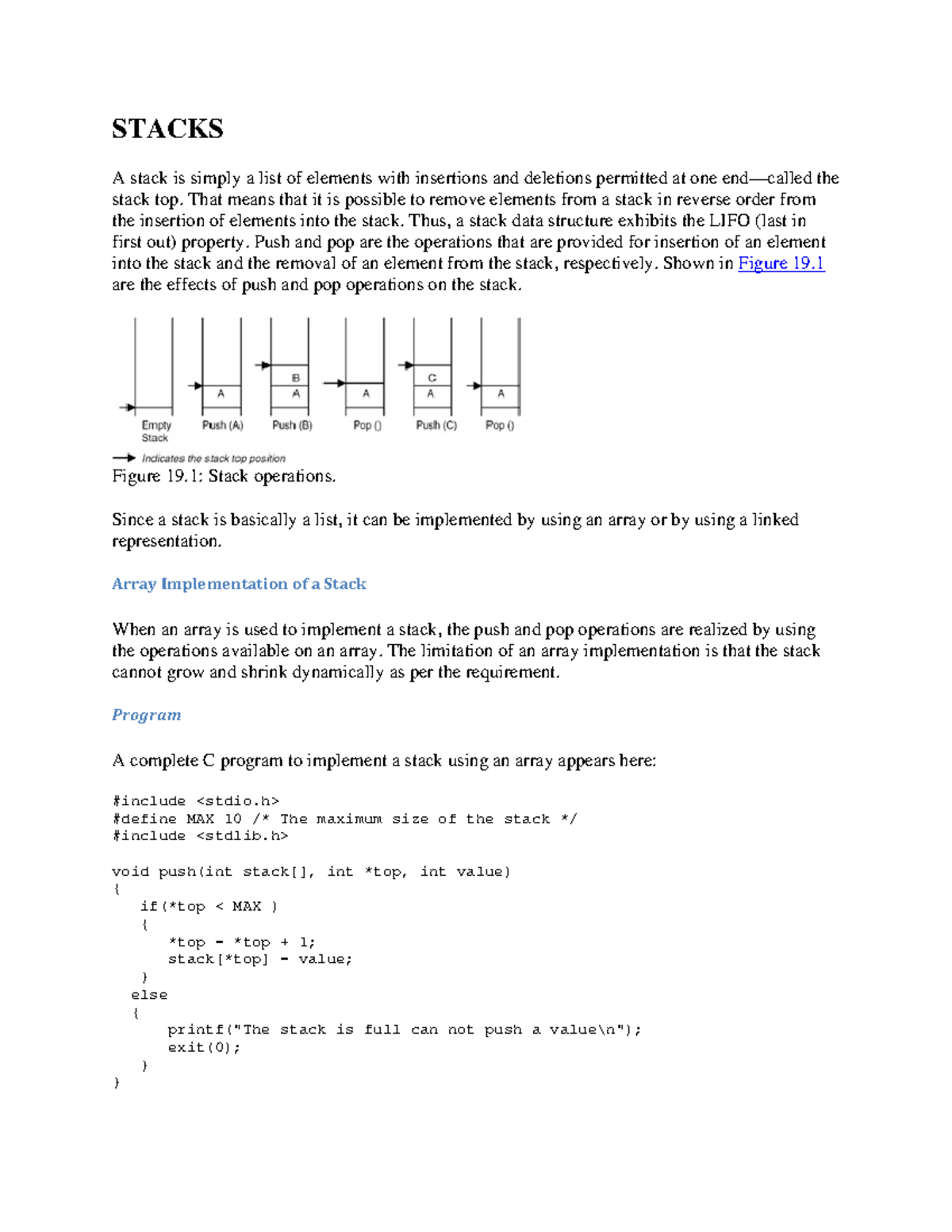 Material-on-stacks - STACKS A stack is simply a list of elements with ...