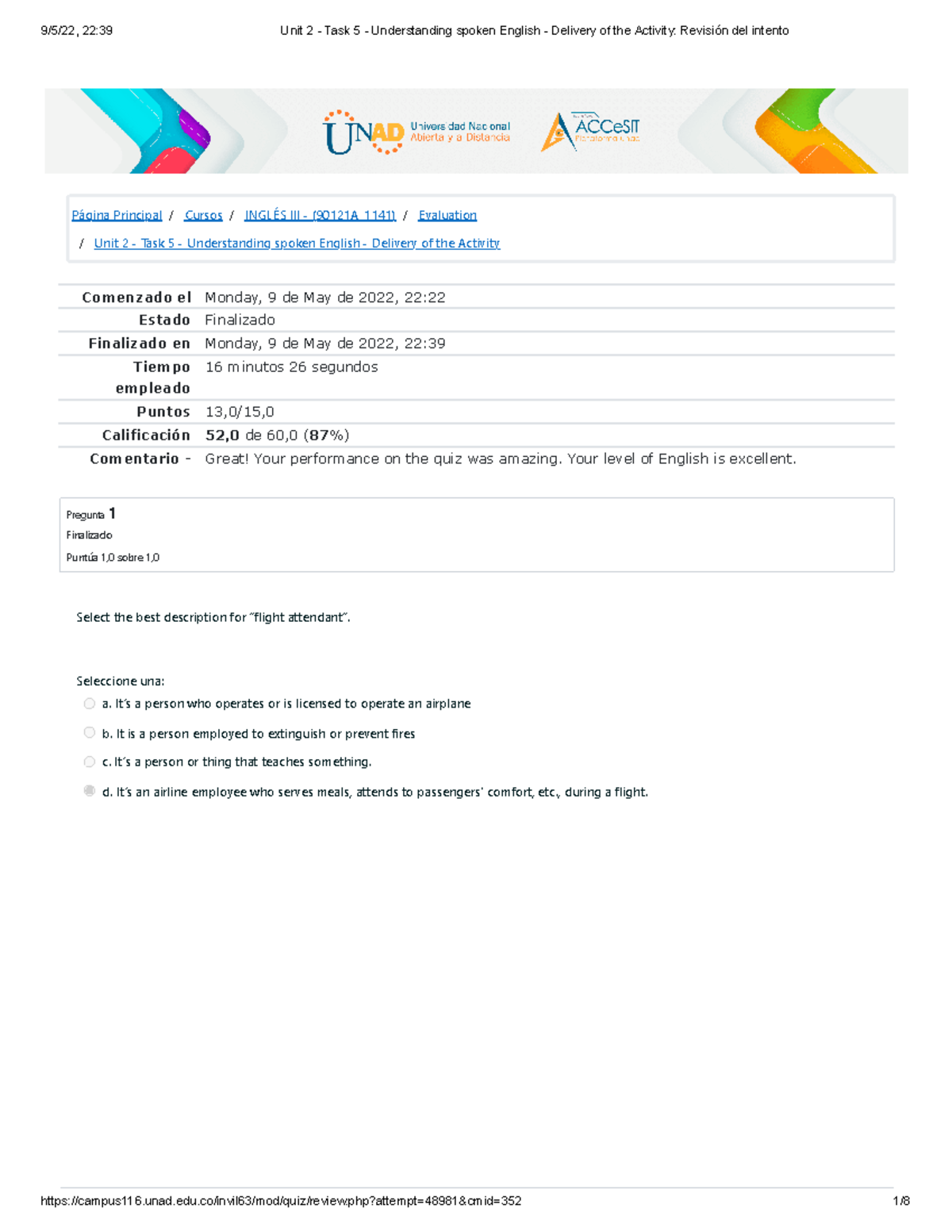 Unit 2 - Task 5 - Understanding spoken English - Delivery of the ...