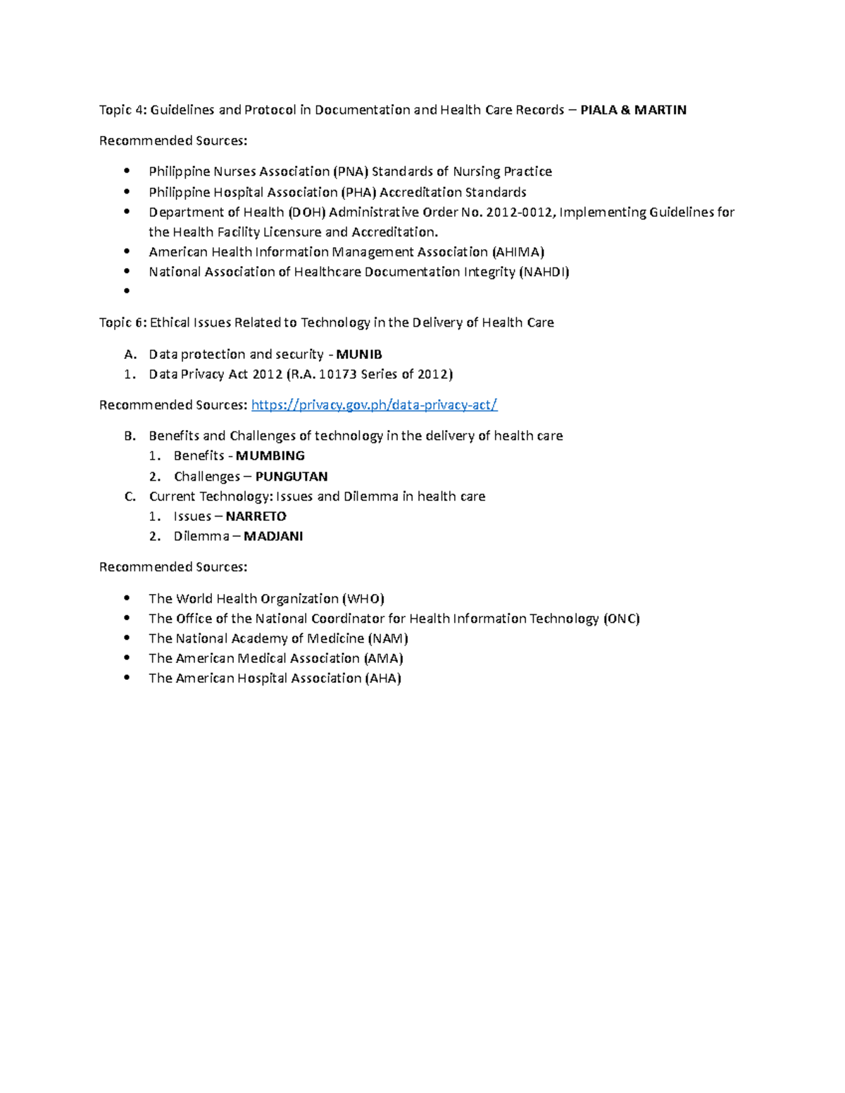 Group-4- Topics - Course output - Topic 4: Guidelines and Protocol in ...