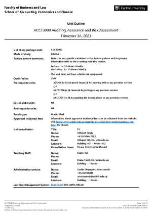 ACCT2013 Accounting - The Fundamentals of Business Trimester 3A 2022 ...