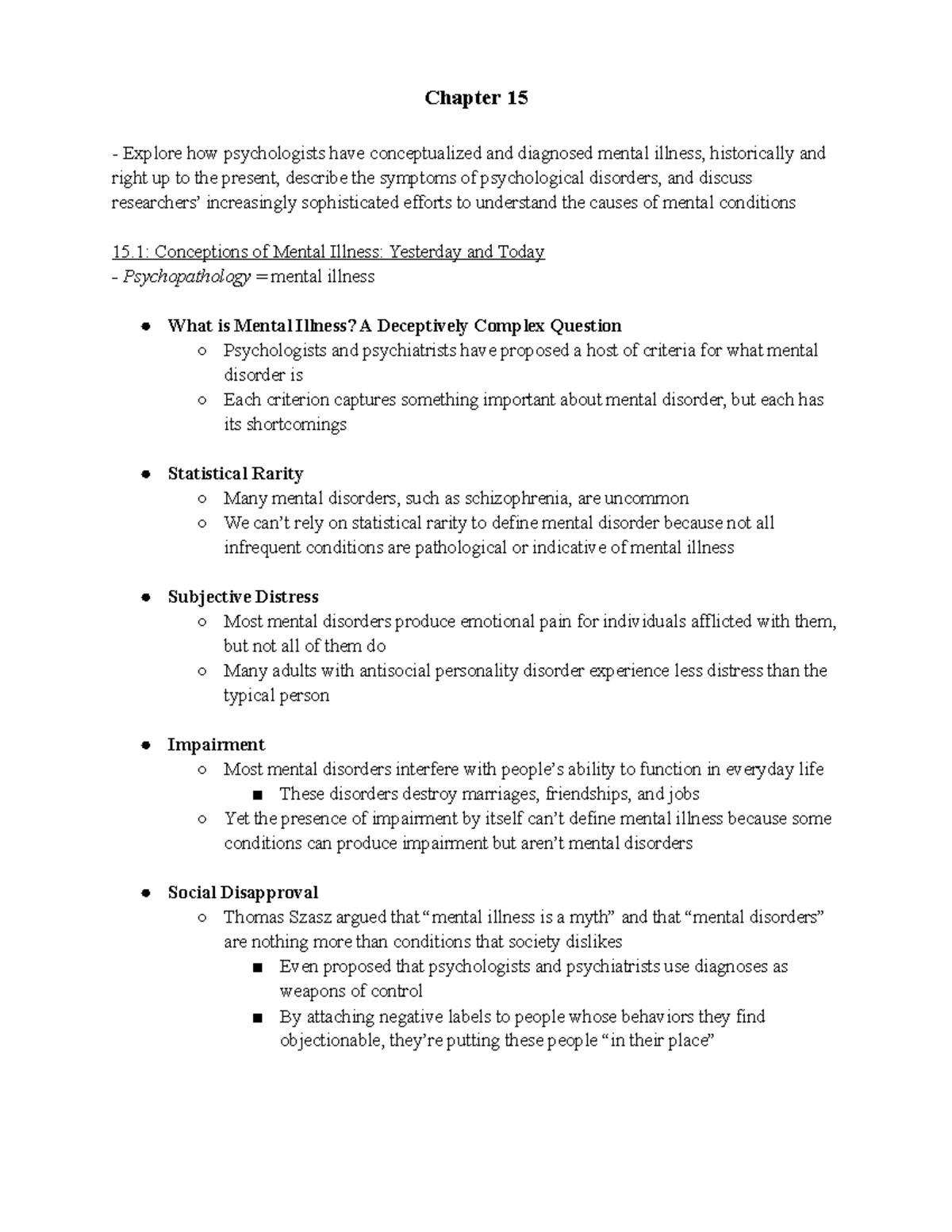 Psychology Chapter 15 - These are notes with as much detail as possible ...