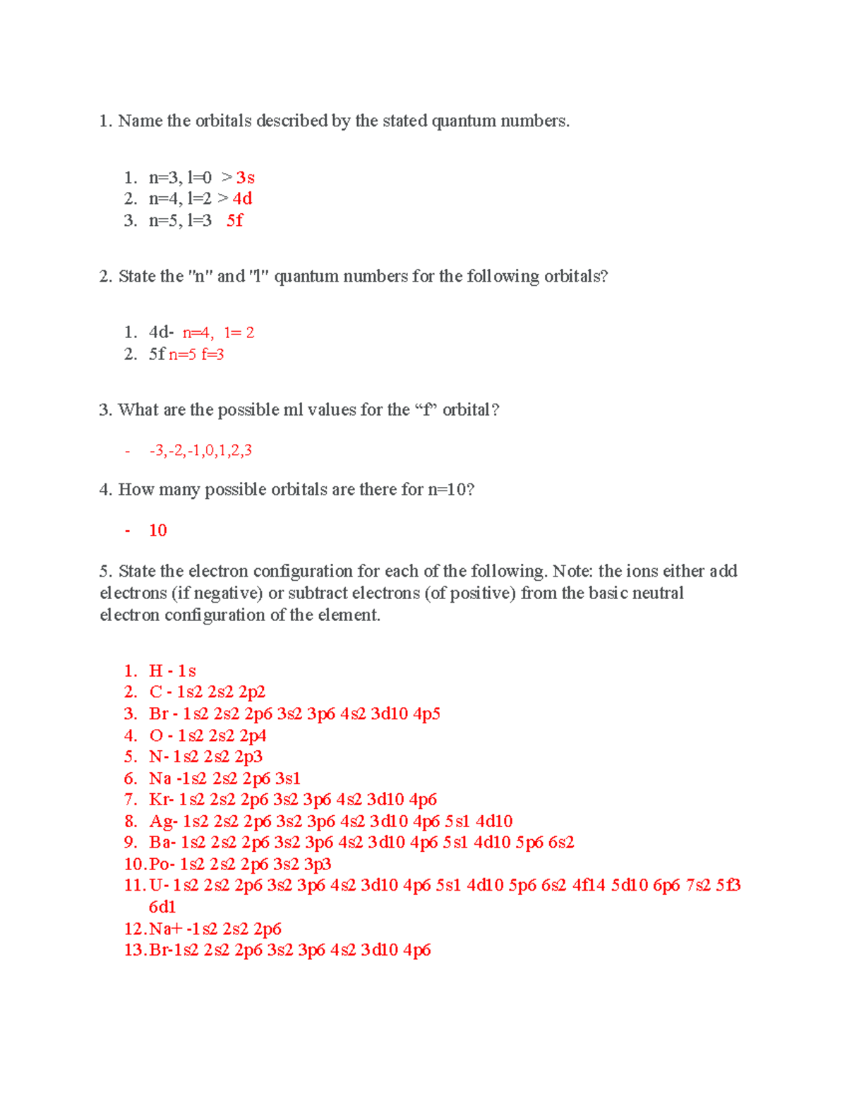 A3 A1 - Chemistry grade 12 - Name the orbitals described by the stated ...