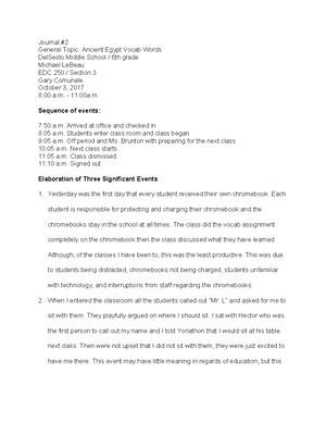 Journal Entry #4 - Journal Entry #4 (Fifth Grade) Journal Entry 4 Topic ...