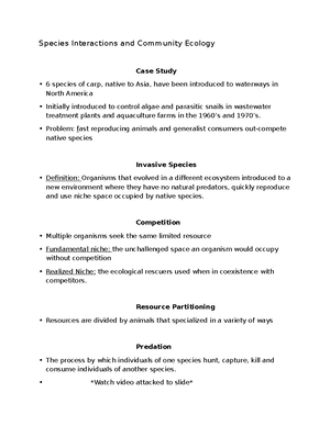 Study Guide 3 - Lecture notes ALL for midterm - Week 9 Tues. 10/16Ch. 9 ...