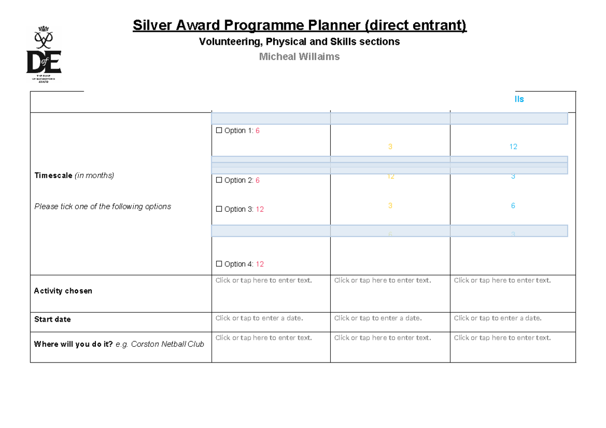 Copy of 2. Programme Planner - Silver Direct (Online) - Volunteering ...
