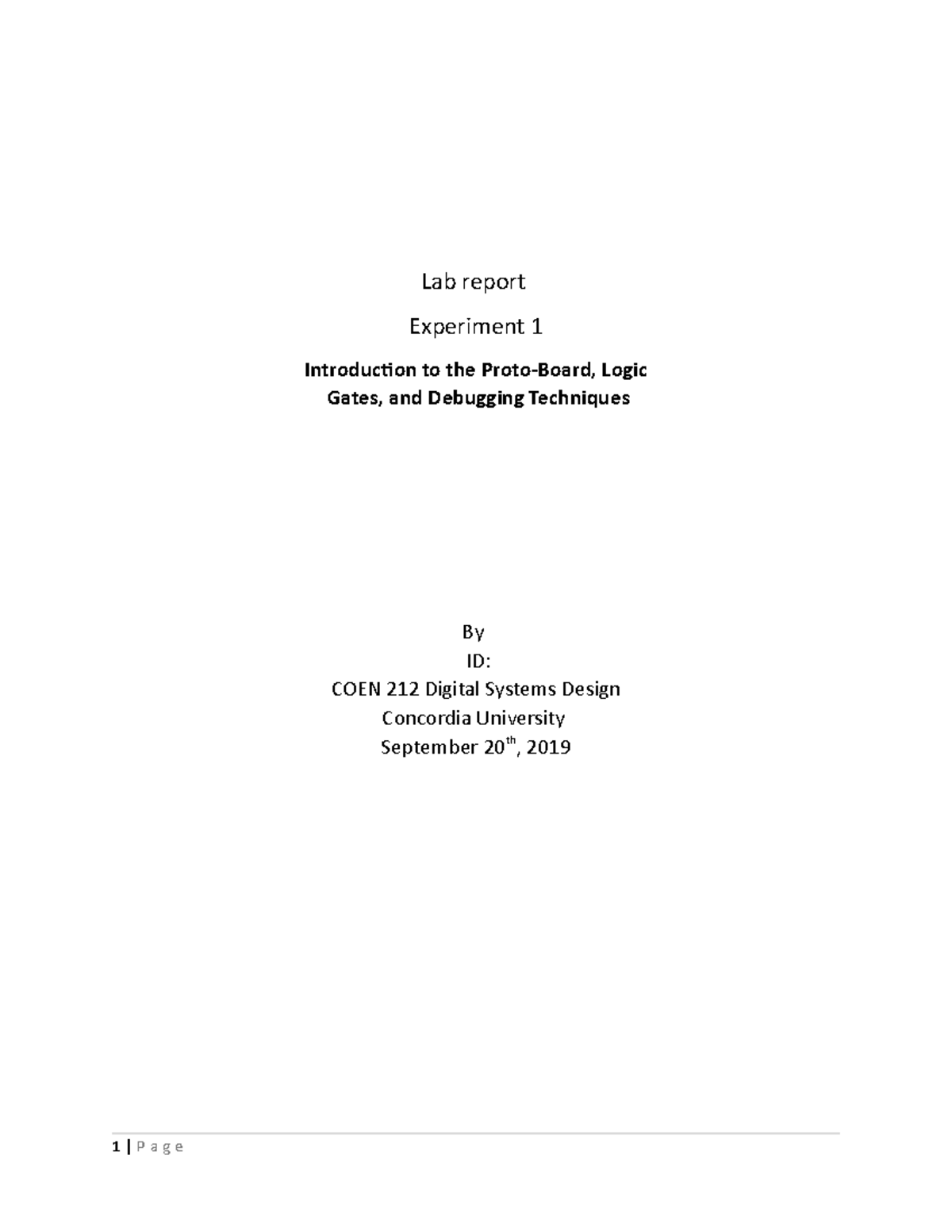 COEN212-Lab report- Exp1 - Lab report Experiment 1 Introduction to the ...