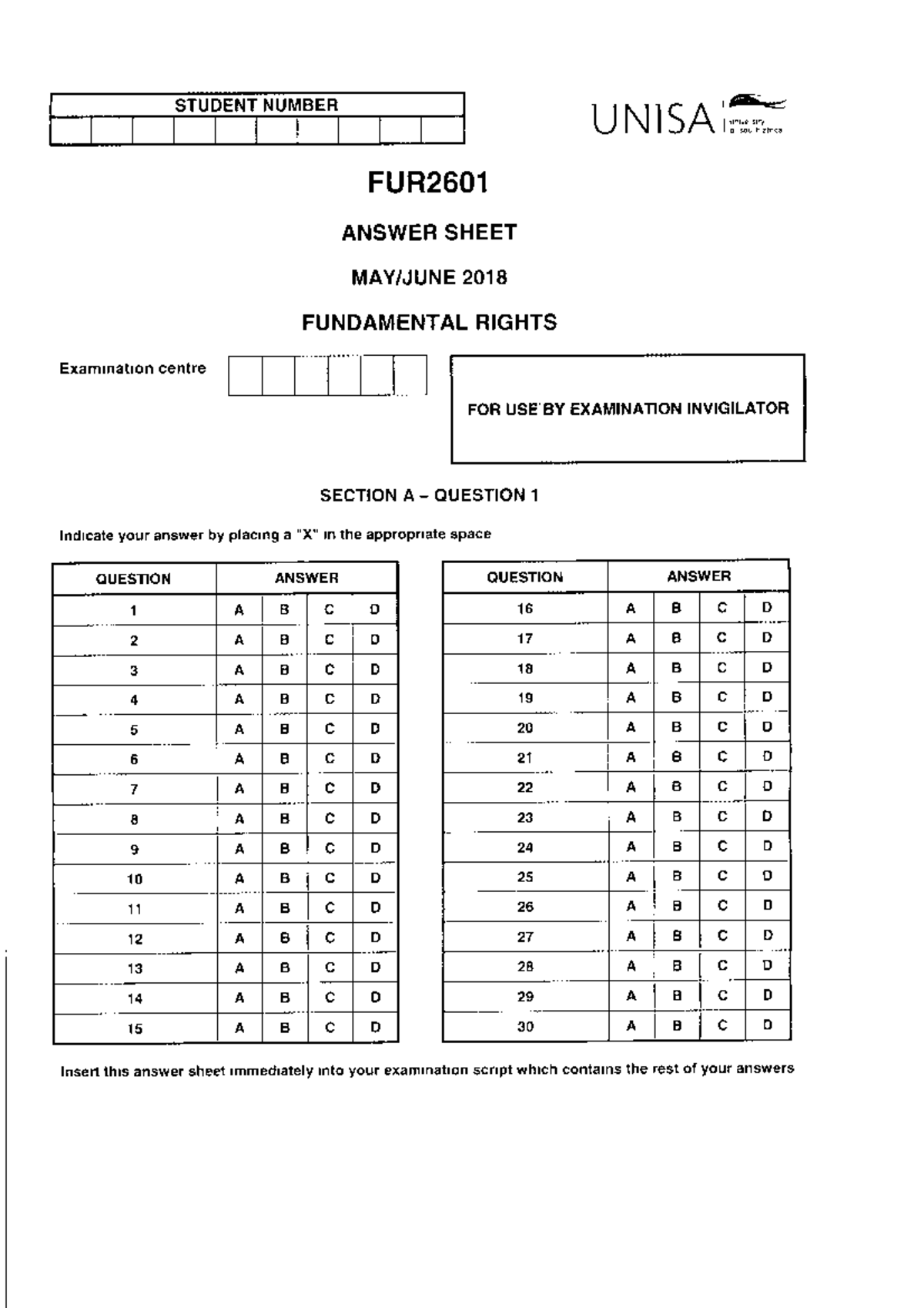 Exam May 2018, questions - ﬁg “"th 51")! a m !' Etrca UNISA FUR2601 ...