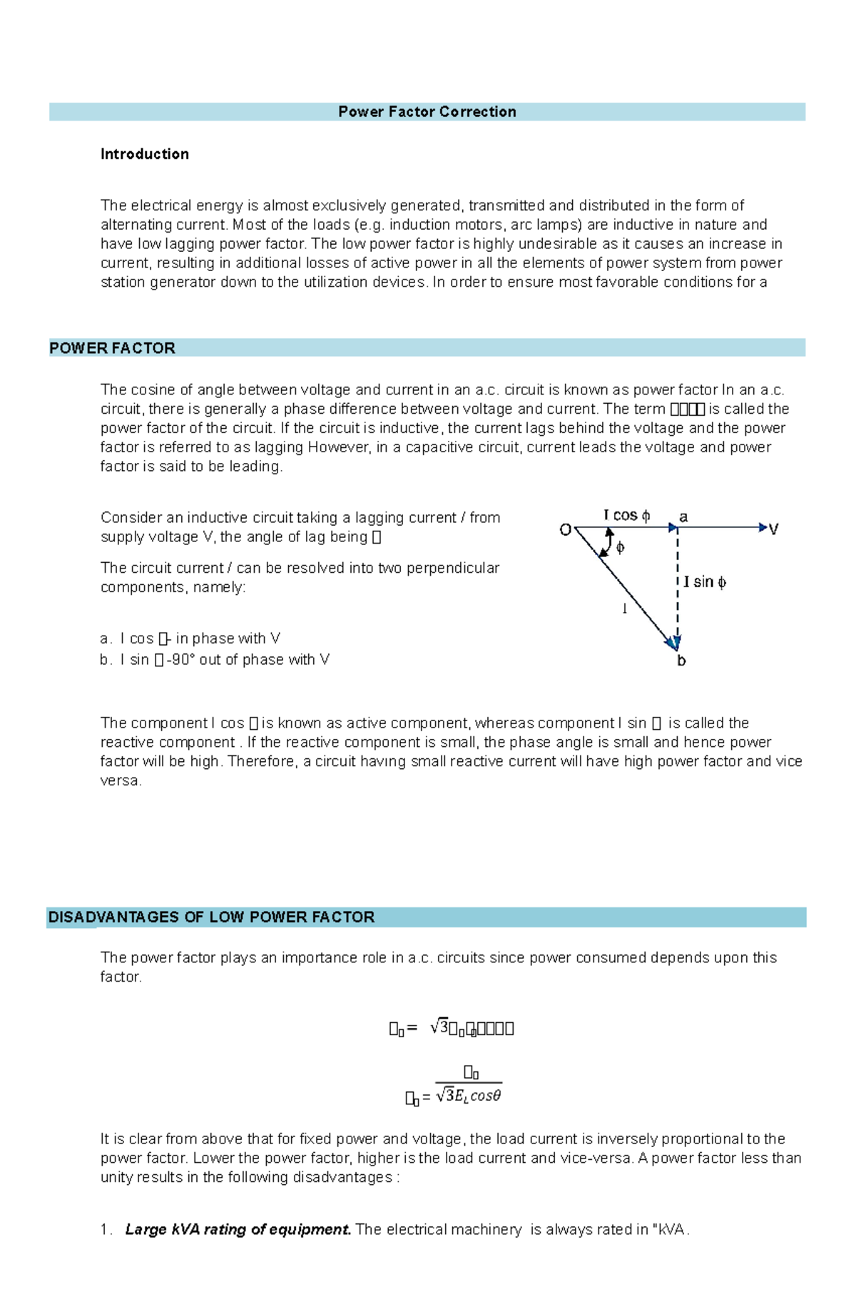 Power Factor Correction - Power Factor Correction Introduction The ...