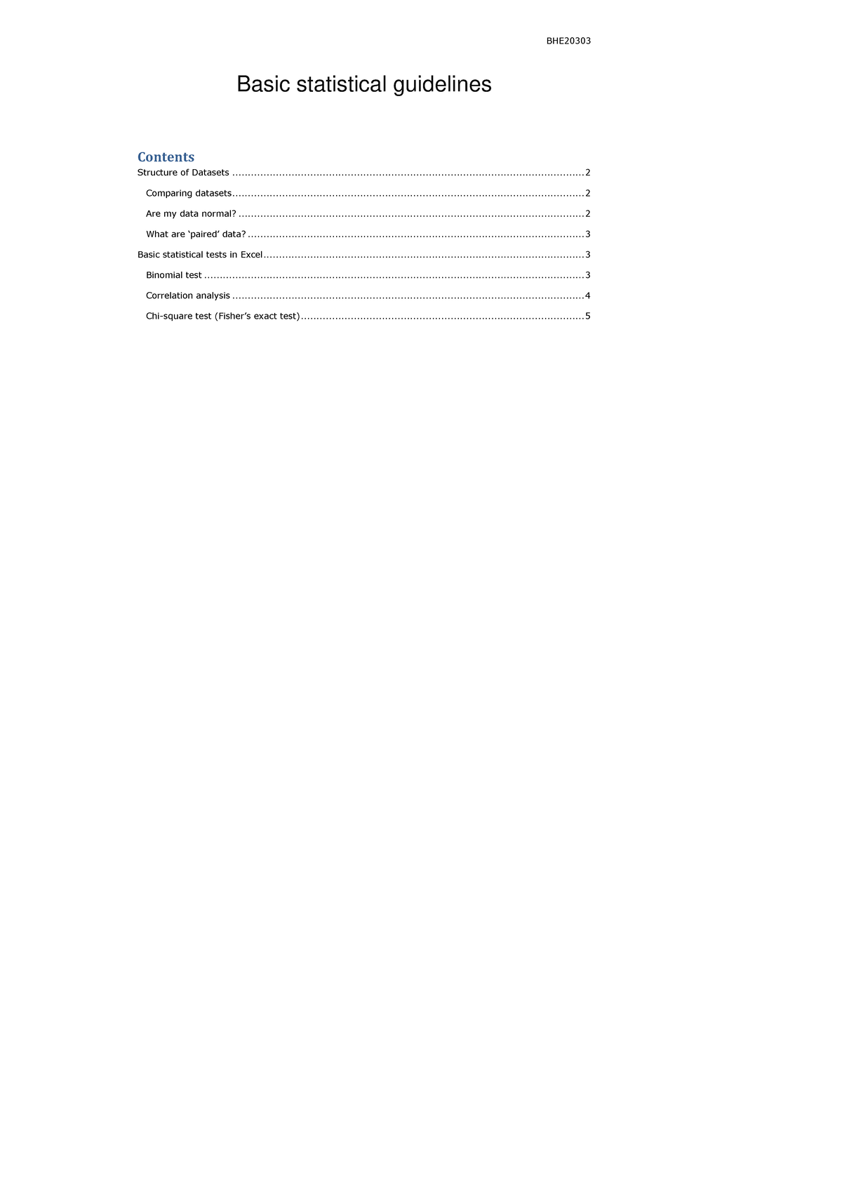 Basic Statistical Guidelines Basic Statistical Guidelines Structure 2579