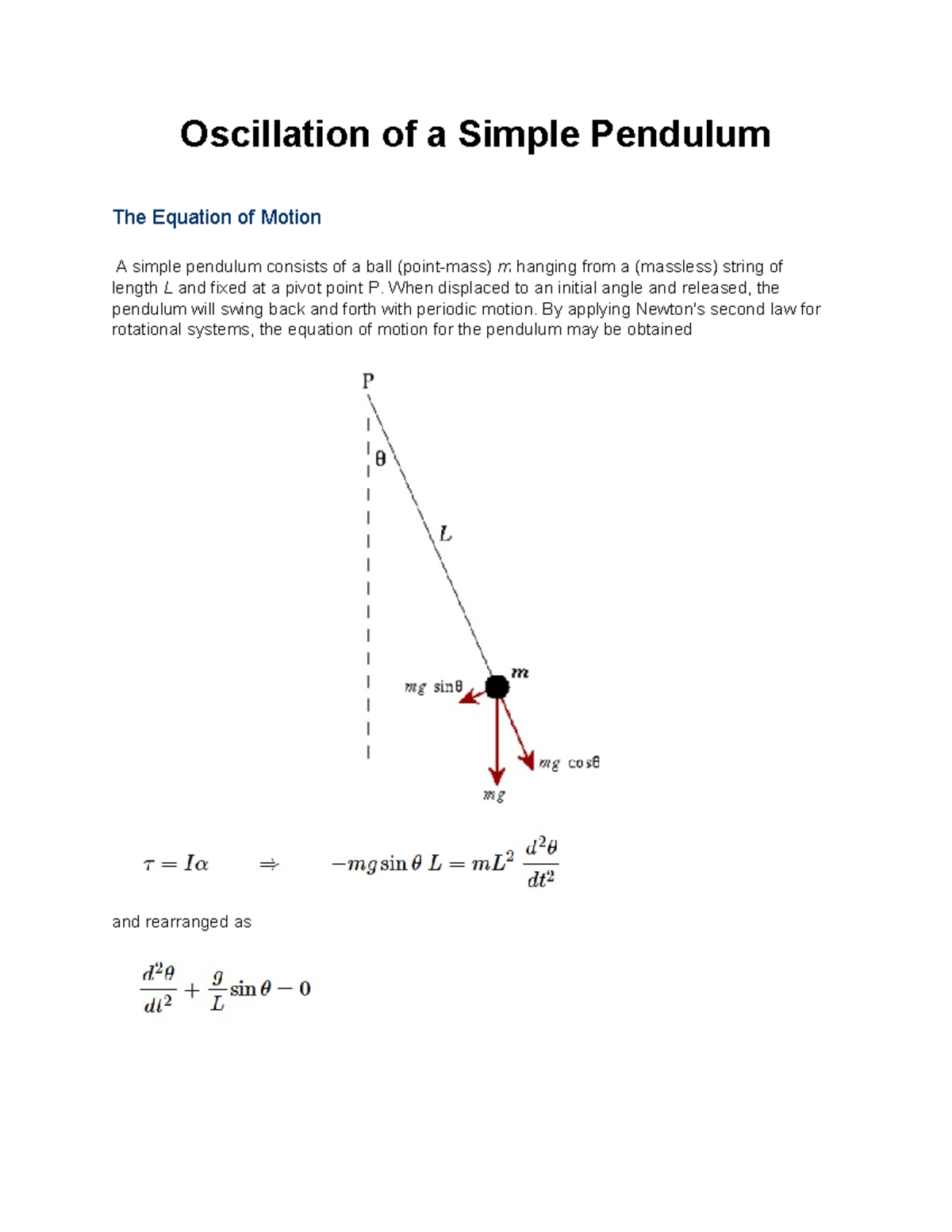 Pendulum Law of Cooling Exponential growth and decay species growth ...