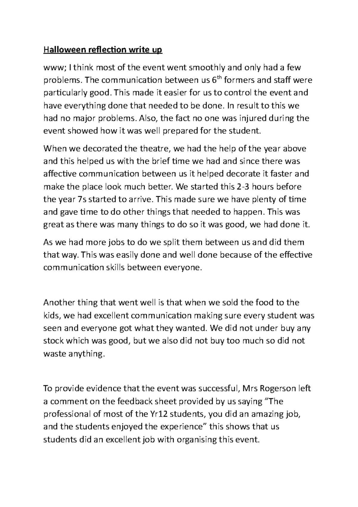 Unit 4 - Copy new - Copy - Halloween reflection write up www; I think ...