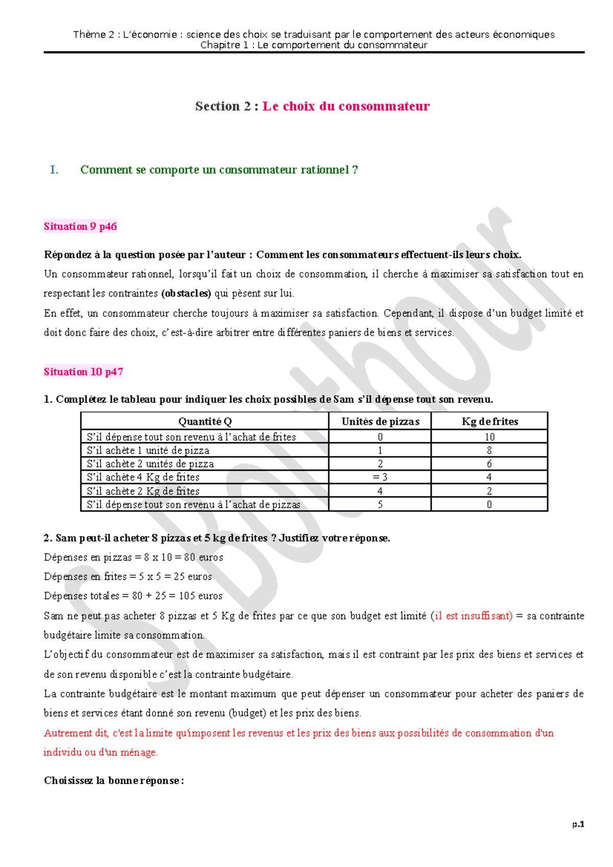 Prof Th2 Ch3-S2-le-choix-du-consommateur 2022 - Chapitre 1 : Le ...