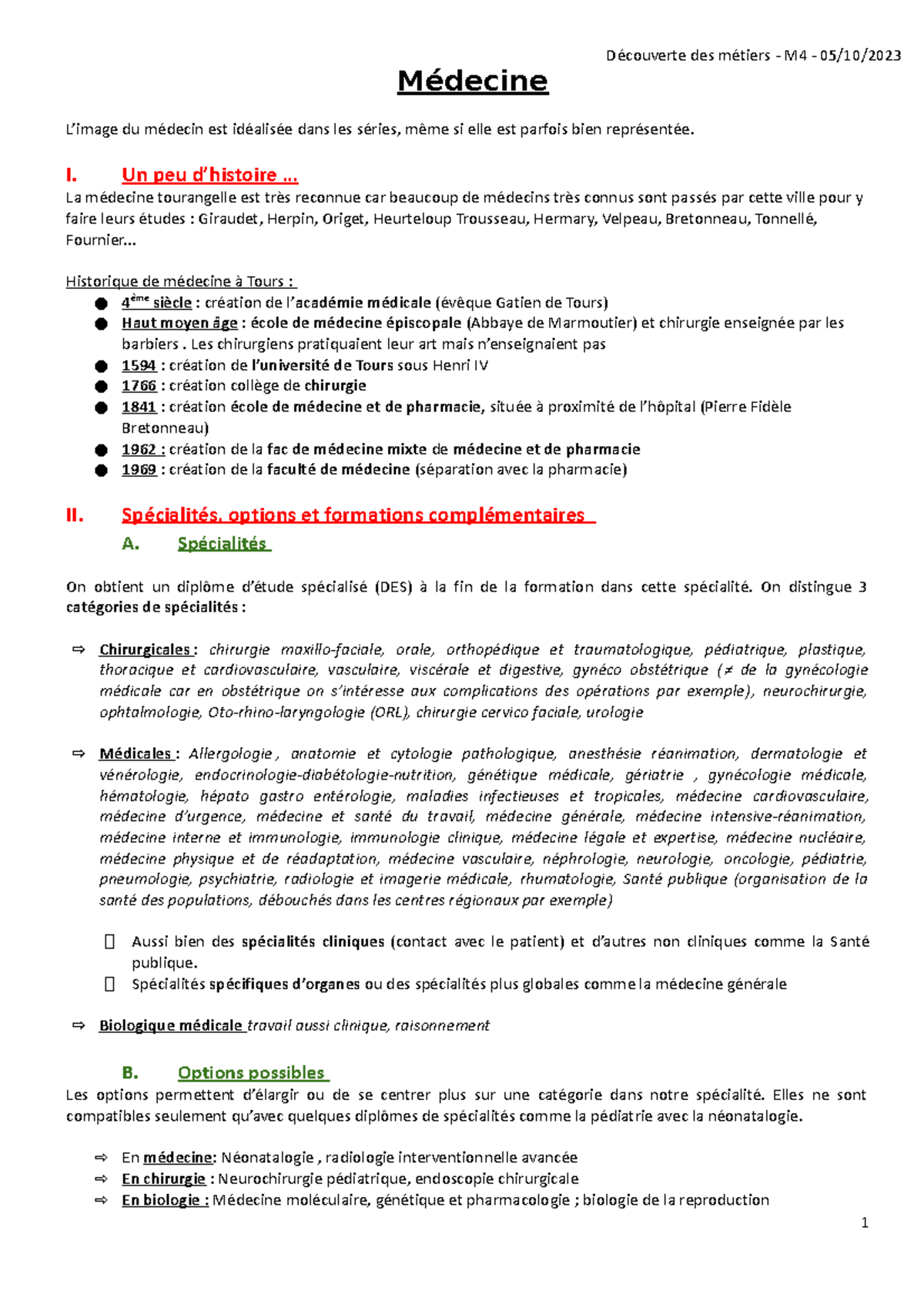 Médecine découverte métiers - Découverte des métiers - M4 - 05/10 ...