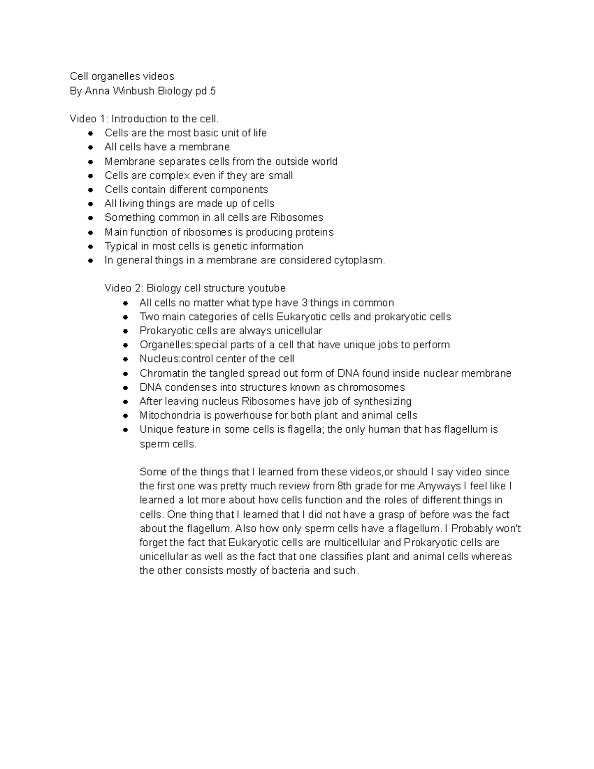 Cell organelles videos - Video 1: Introduction to the cell. Cells are ...