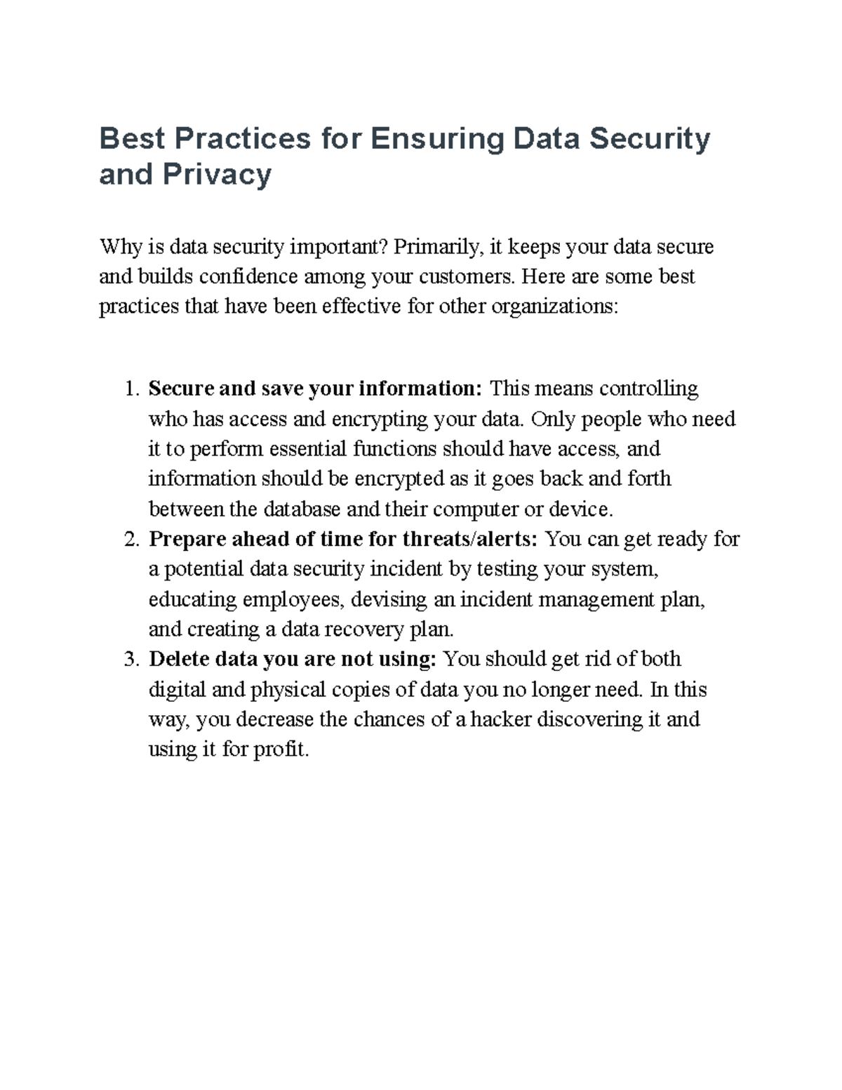 Best Practices for Ensuring Data Security and Privacy - Here are some best practices that have ...