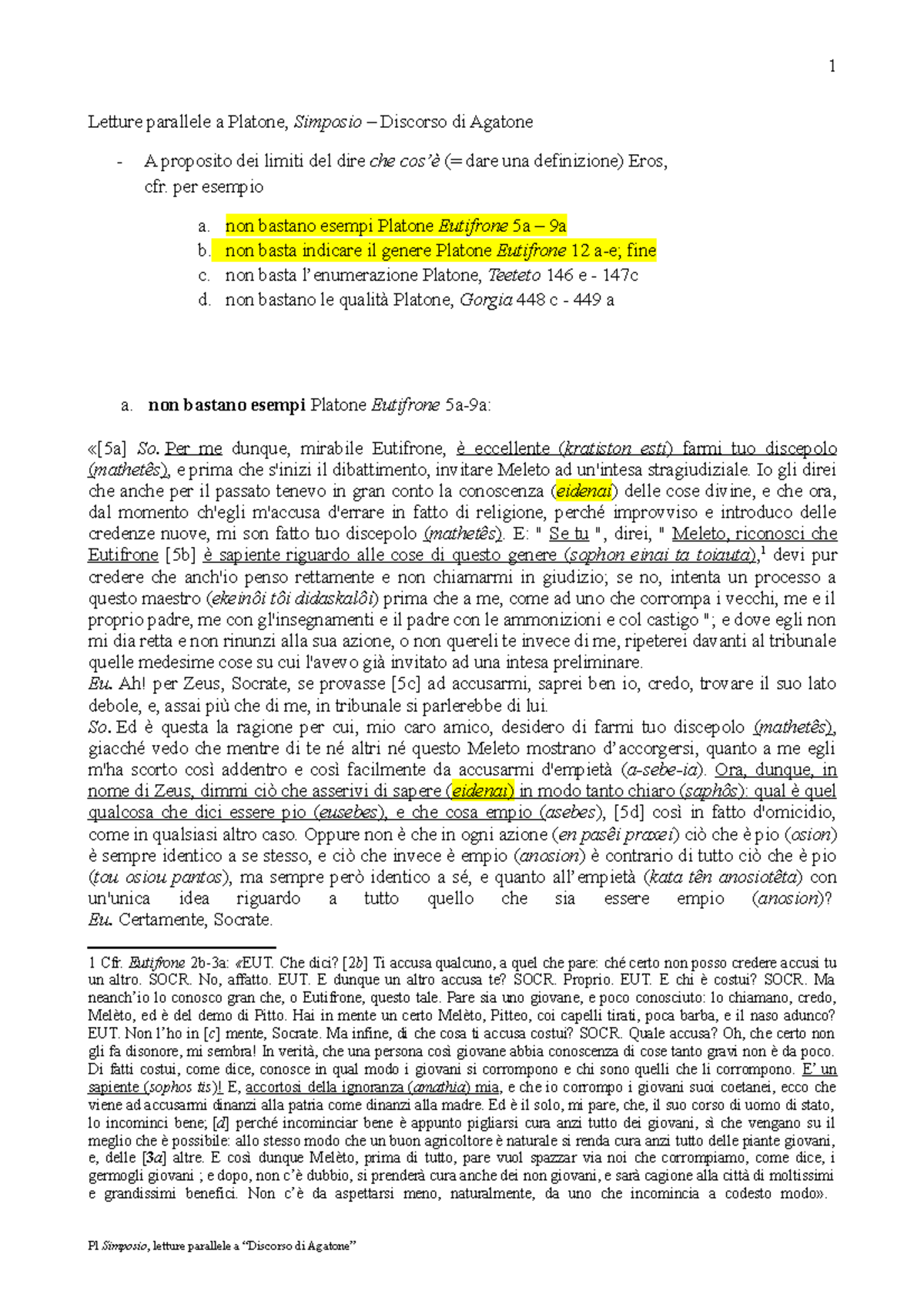 Che cos'è - Letture Pl Simposio Discorso di Agatone - Letture parallele ...