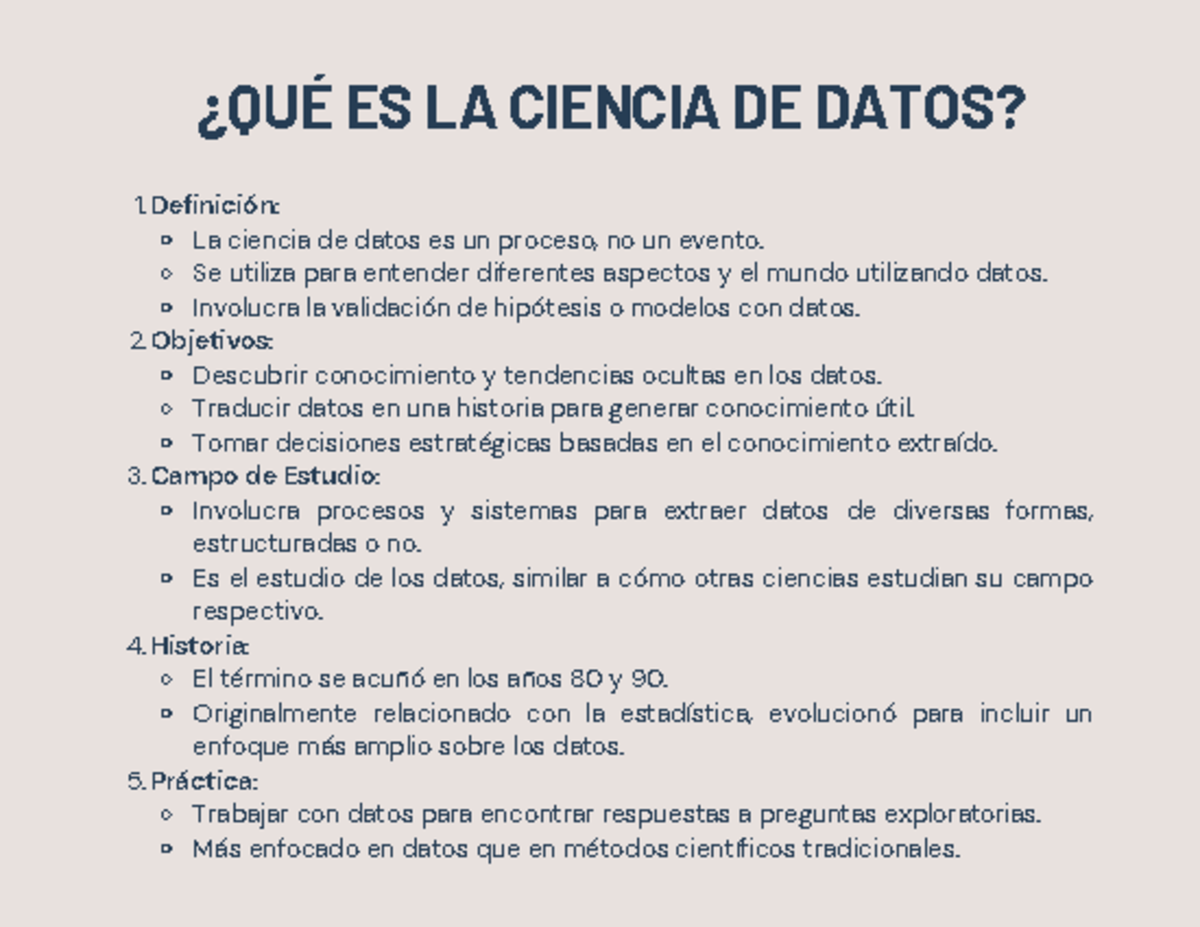 Ciencia de datos Apuntes - Definición: La ciencia de datos es un ...