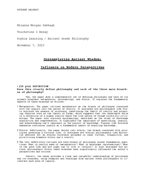 Ancient Greek Philosophers- Touchstone 1 - JaQuesha Smith June 5, 2024 ...