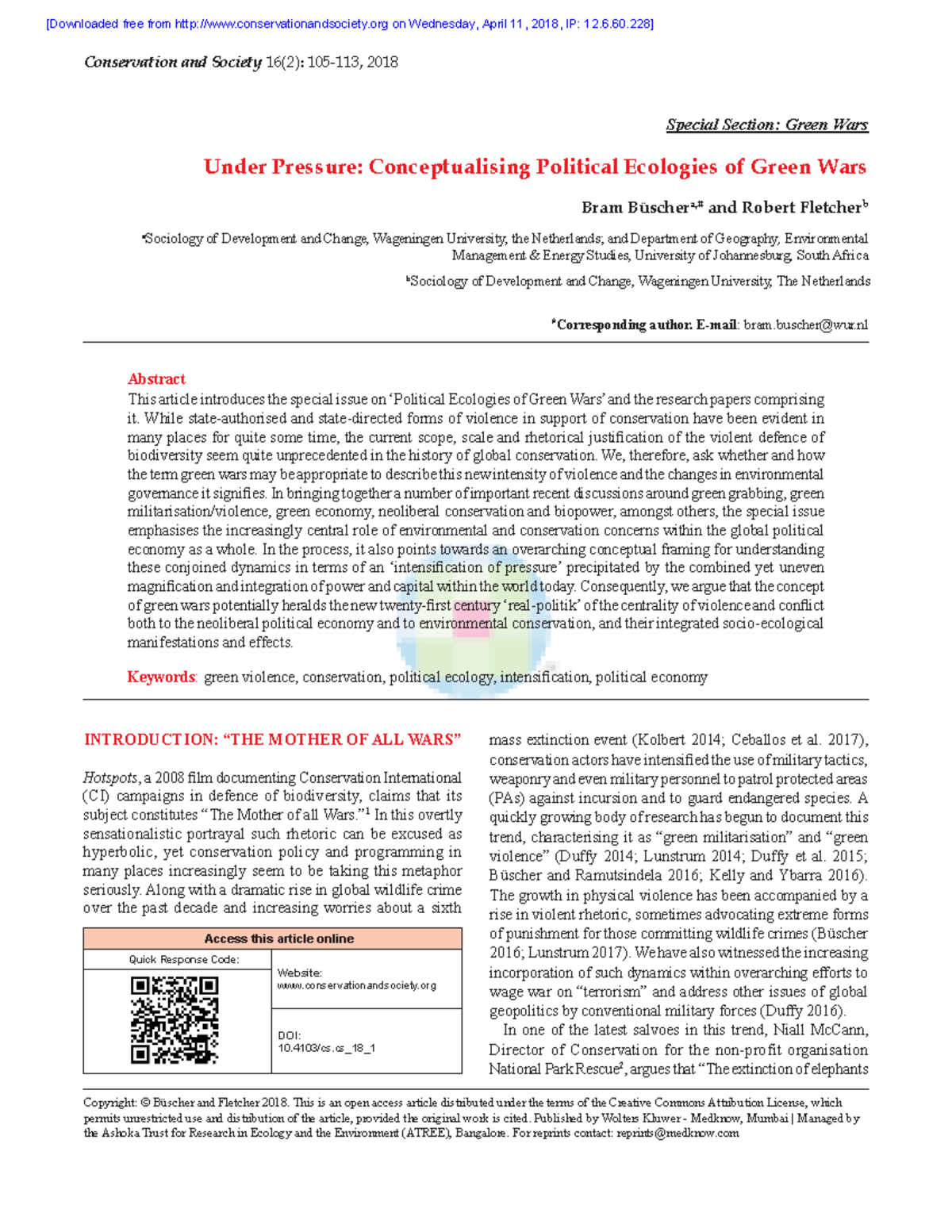 Under Pressure Conceptualising Political - Conservation and Society 16 ...