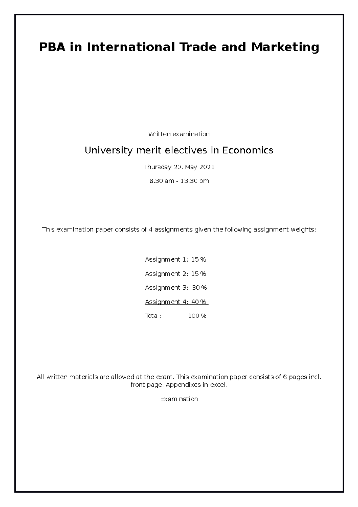 SDU-Modul eksamenscase - 2021 - PBA in International Trade and Marketing Written examination ...