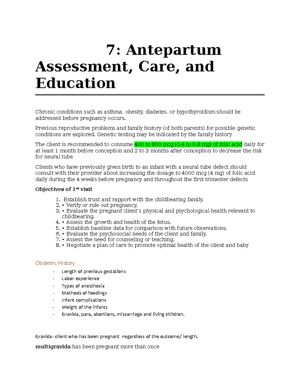 Chapter 7 cbf - short notes from text book - 7: Antepartum Assessment ...