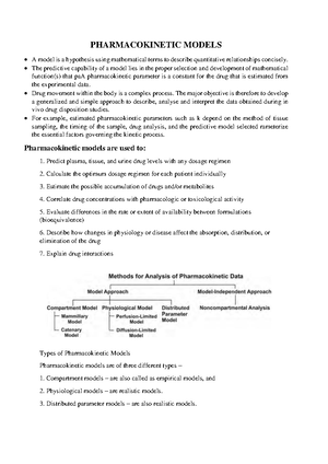 2 d Compartment Models - Biostatistics notes - COMPARTMENT MODELS ...