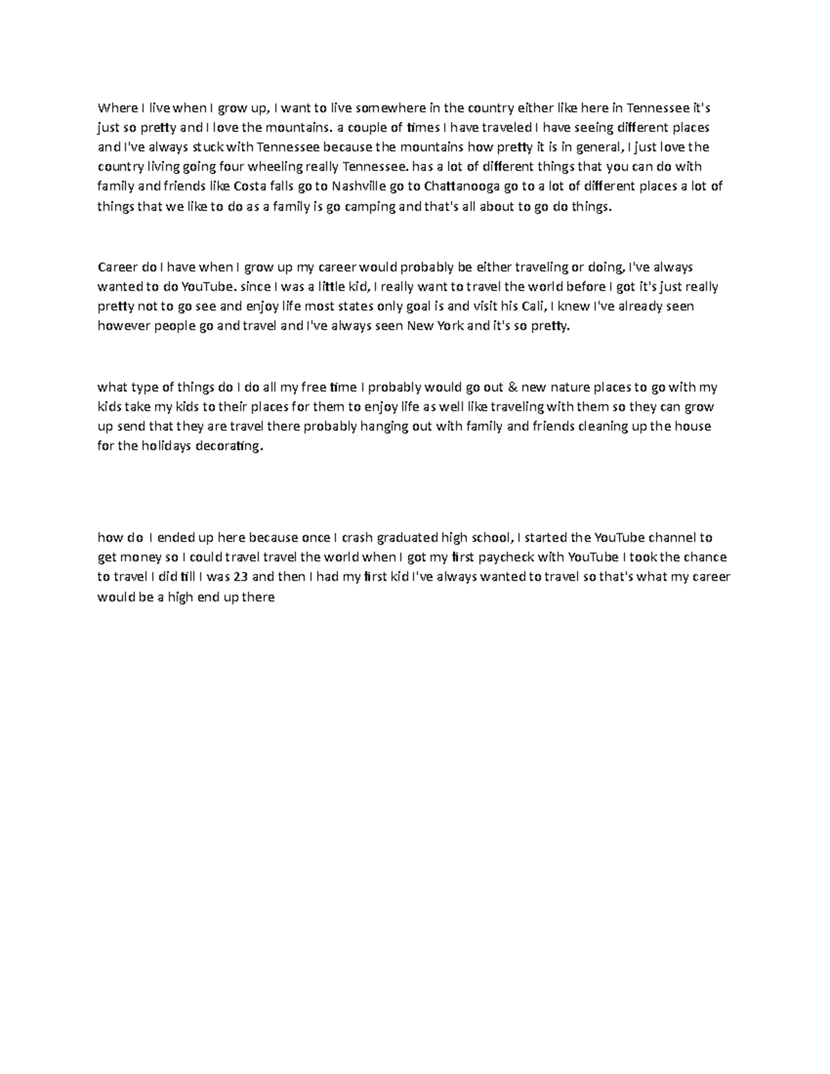 Draft - you mom - Where I live when I grow up, I want to live somewhere ...