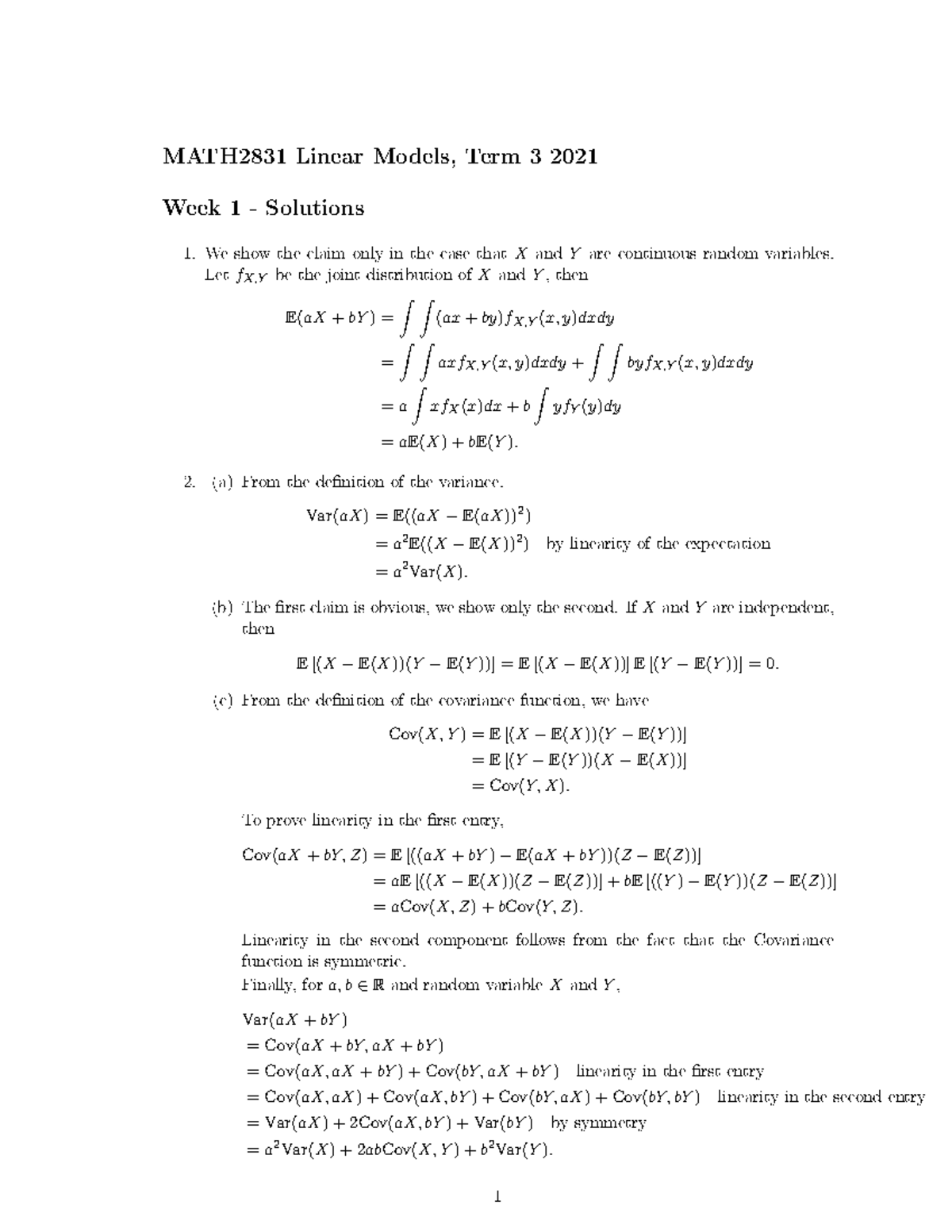 MATH2831 tutorial solutions for weeks 1-10 - ♥ r ♦ s r♠ ♦ t ♦♥s - Studocu