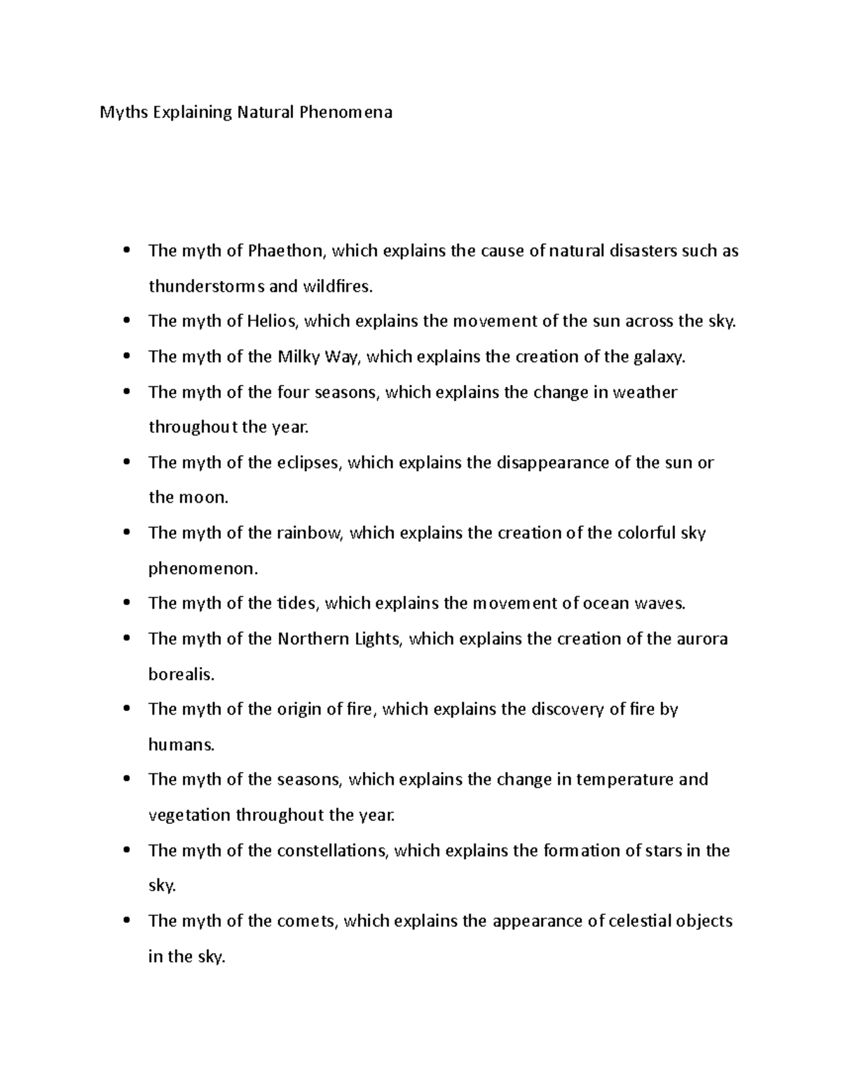 Myths Explaining Natural Phenomena - The myth of Helios, which explains ...