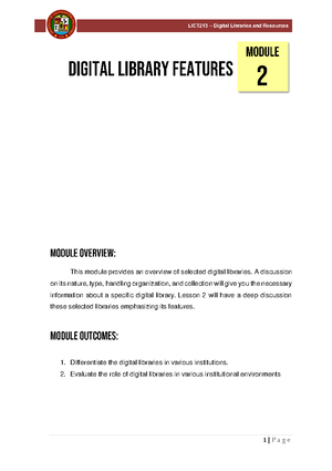Module 2 Lesson 1 - digital library - This module provides an overview ...