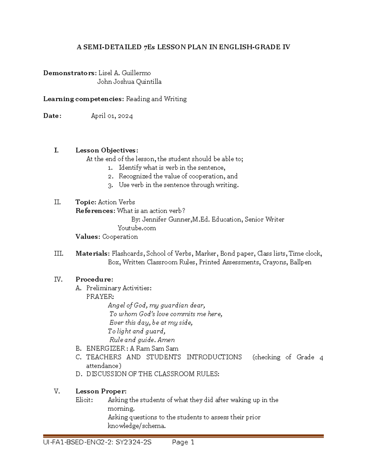 Lesson-Plan - Lesson Plan - A SEMI-DETAILED 7Es LESSON PLAN IN ENGLISH ...