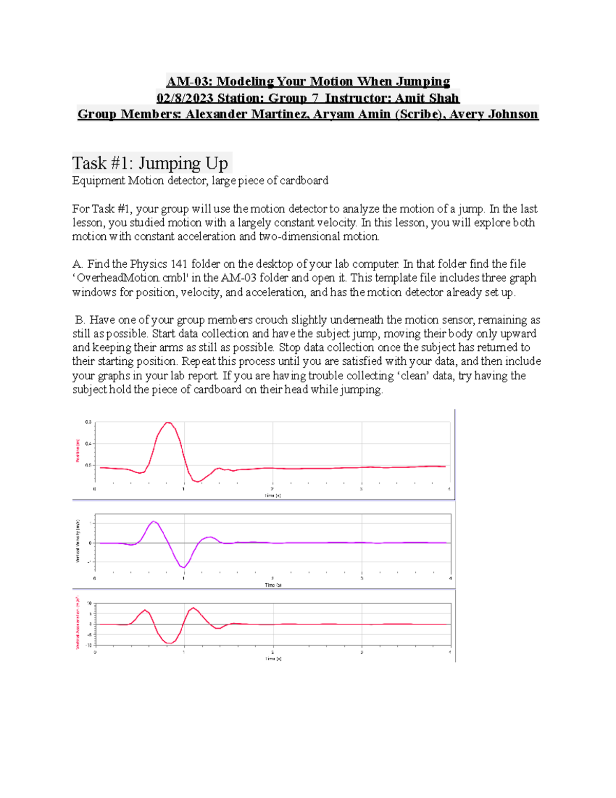 Lab 3 physics - Lab 3 work - AM-03: Modeling Your Motion When Jumping ...