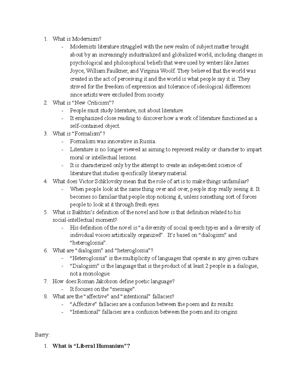 2021 - Introduction to Literature - Notes - What is Modernism ...