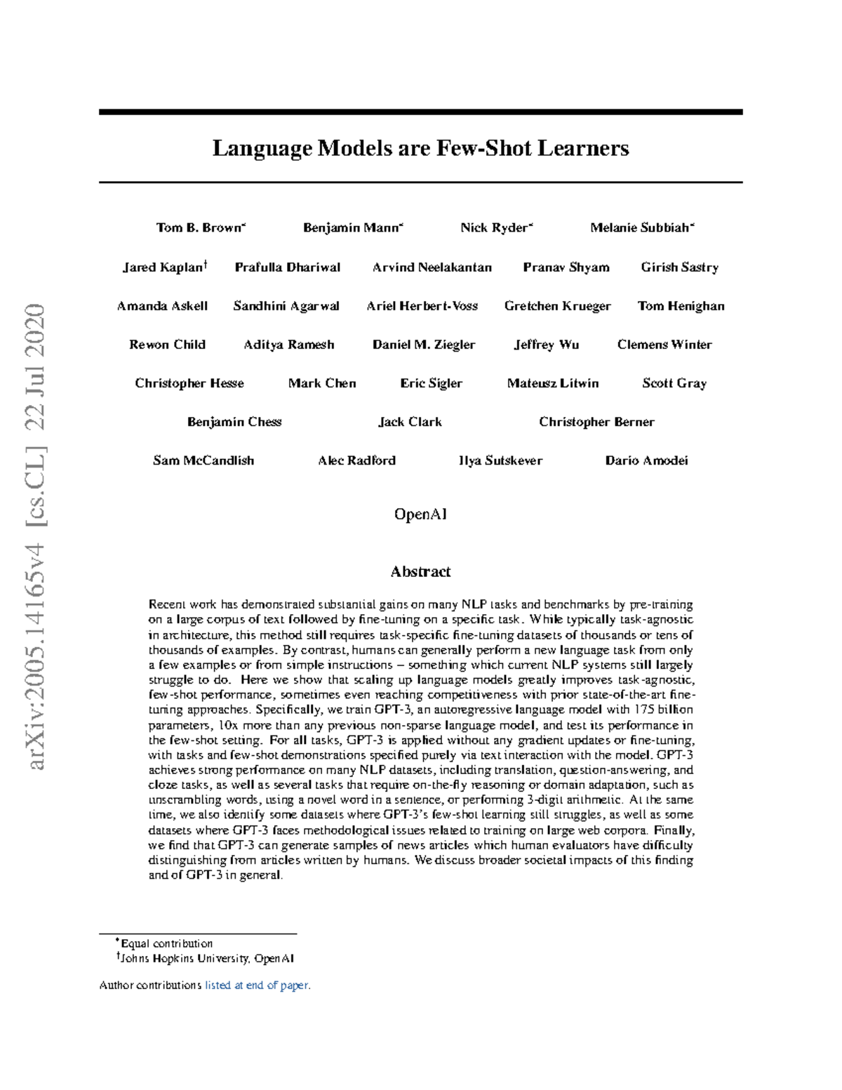 202007-GPT3 - large language model - Language Models are Few-Shot ...