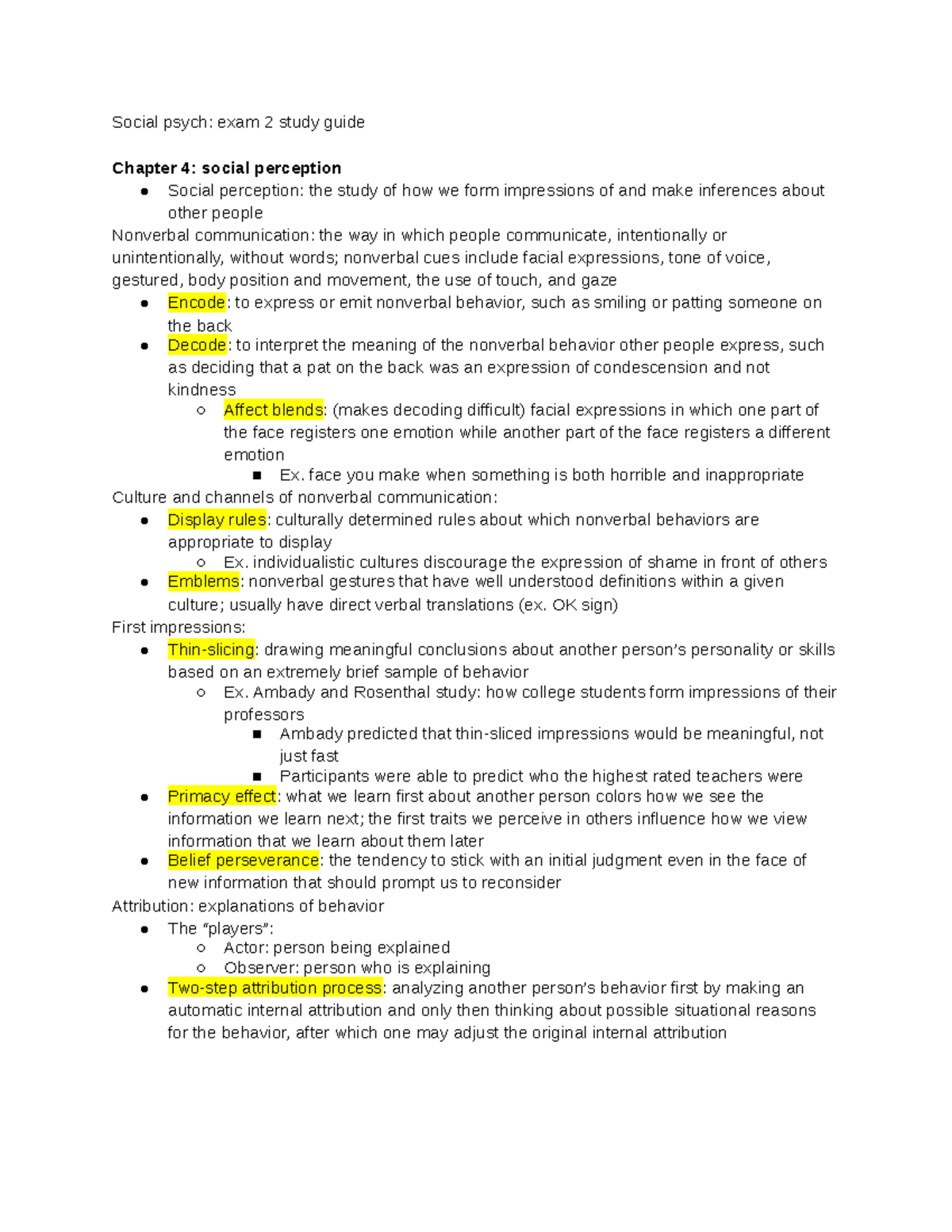 Social psych exam 2 study guide - Social psych: exam 2 study guide ...