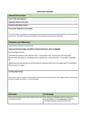 Lp activity plan template - Stefanie Gillahan November 28, 2022 ...