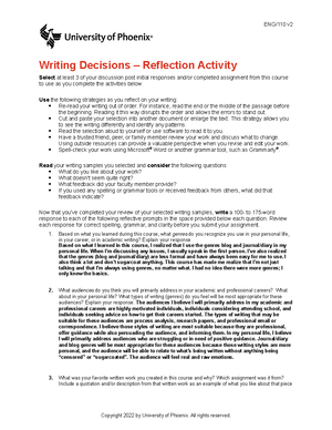 Eng110 v2 wk5 writing decisions reflection activity (1) - ENG/110 v ...