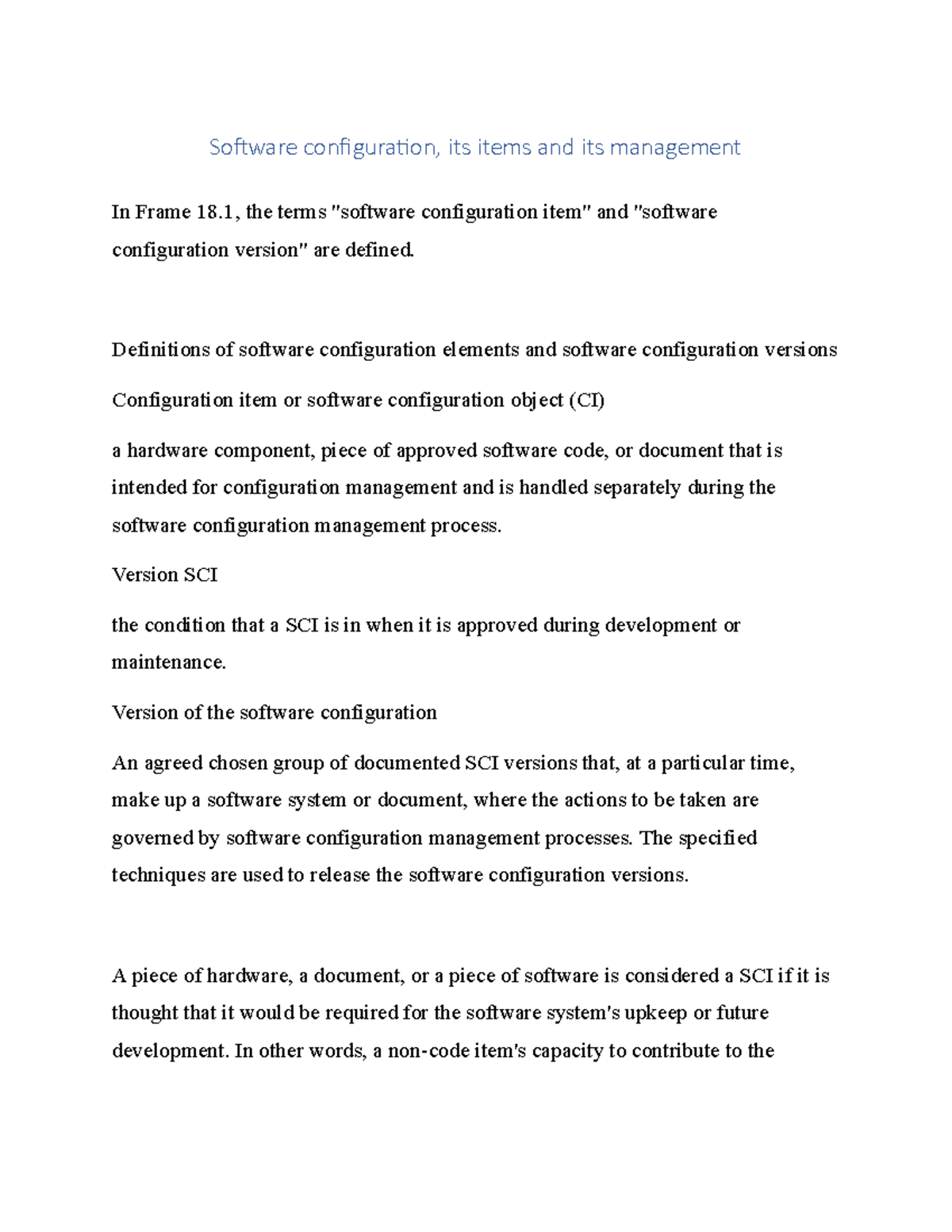 Software configuration in SQA - Software configuration, its items and ...