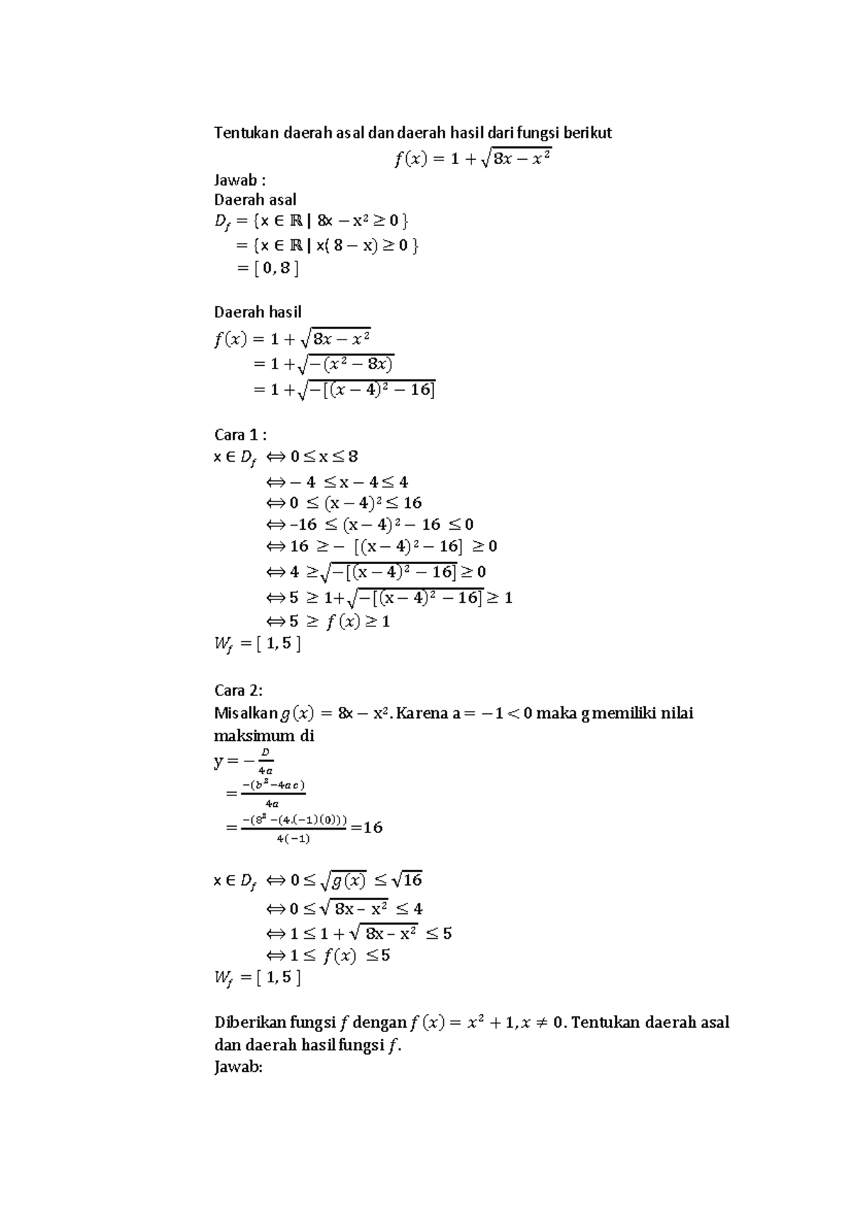R2. Soal daerah asal dan daerah hasil dari fungsi - Tentukan daerah ...