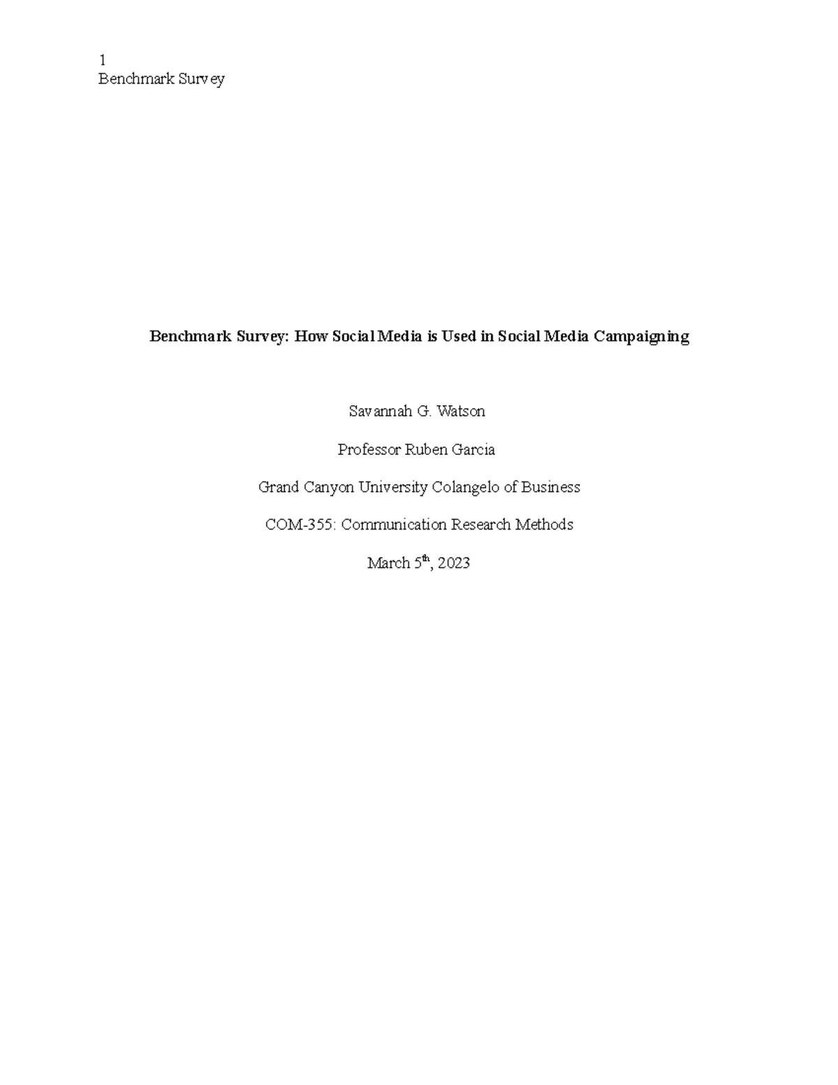 Benchmark Survey - Benchmark Survey Benchmark Survey: How Social Media ...