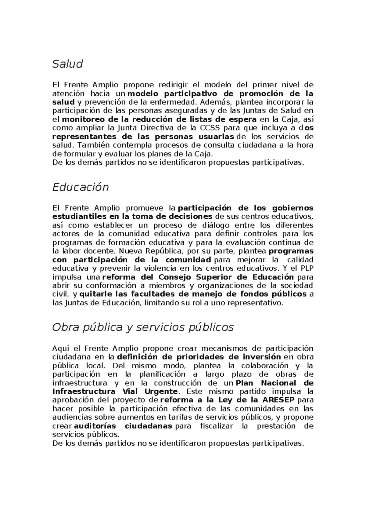 Partido politico - asdasdsad - Salud El Frente Amplio propone redirigir ...