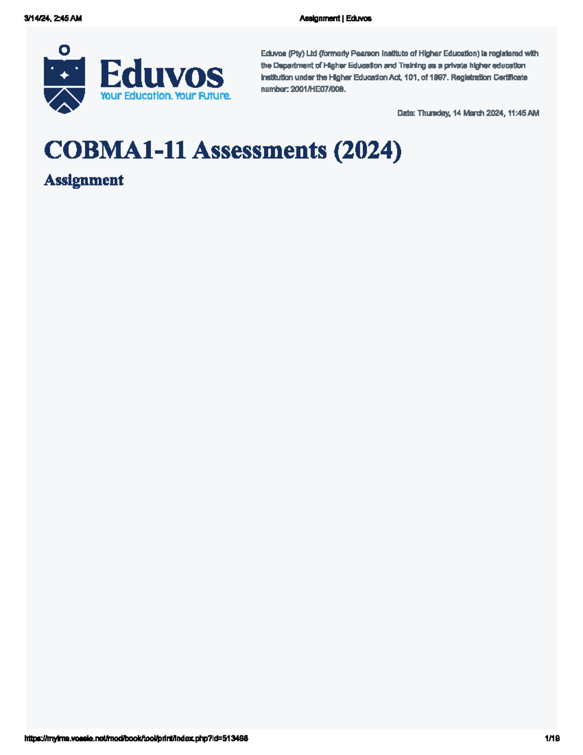 Cobma 1 Assignment 1 - COBMB1 - Studocu