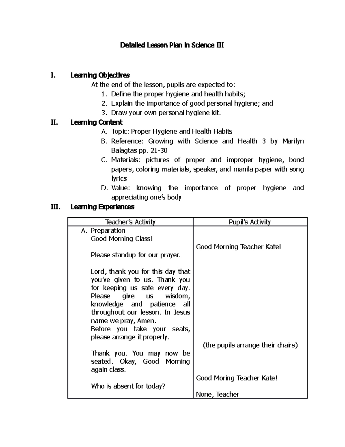 Detailed Lesson Plan in Science III - Hailar, Kate Laurance M. BEED 3A ...