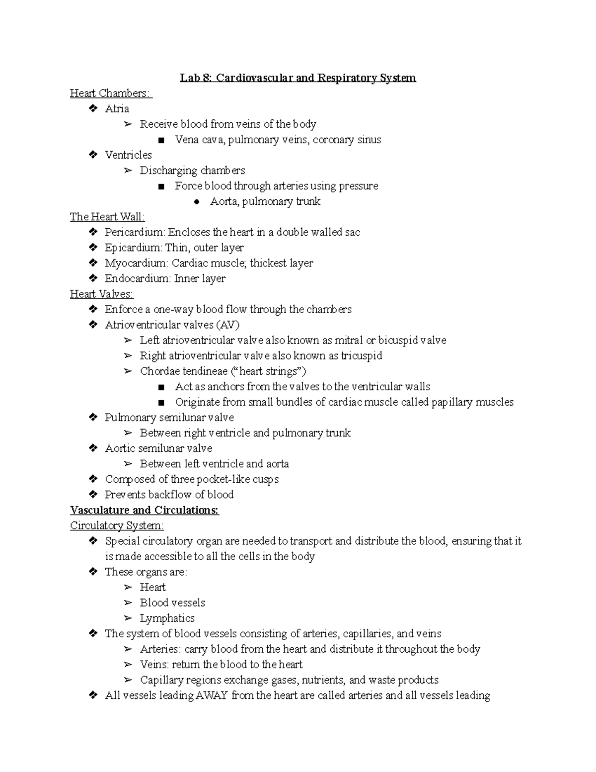 Week 8 Cardiovascular and Respiratory System - Lab 8: Cardiovascular ...