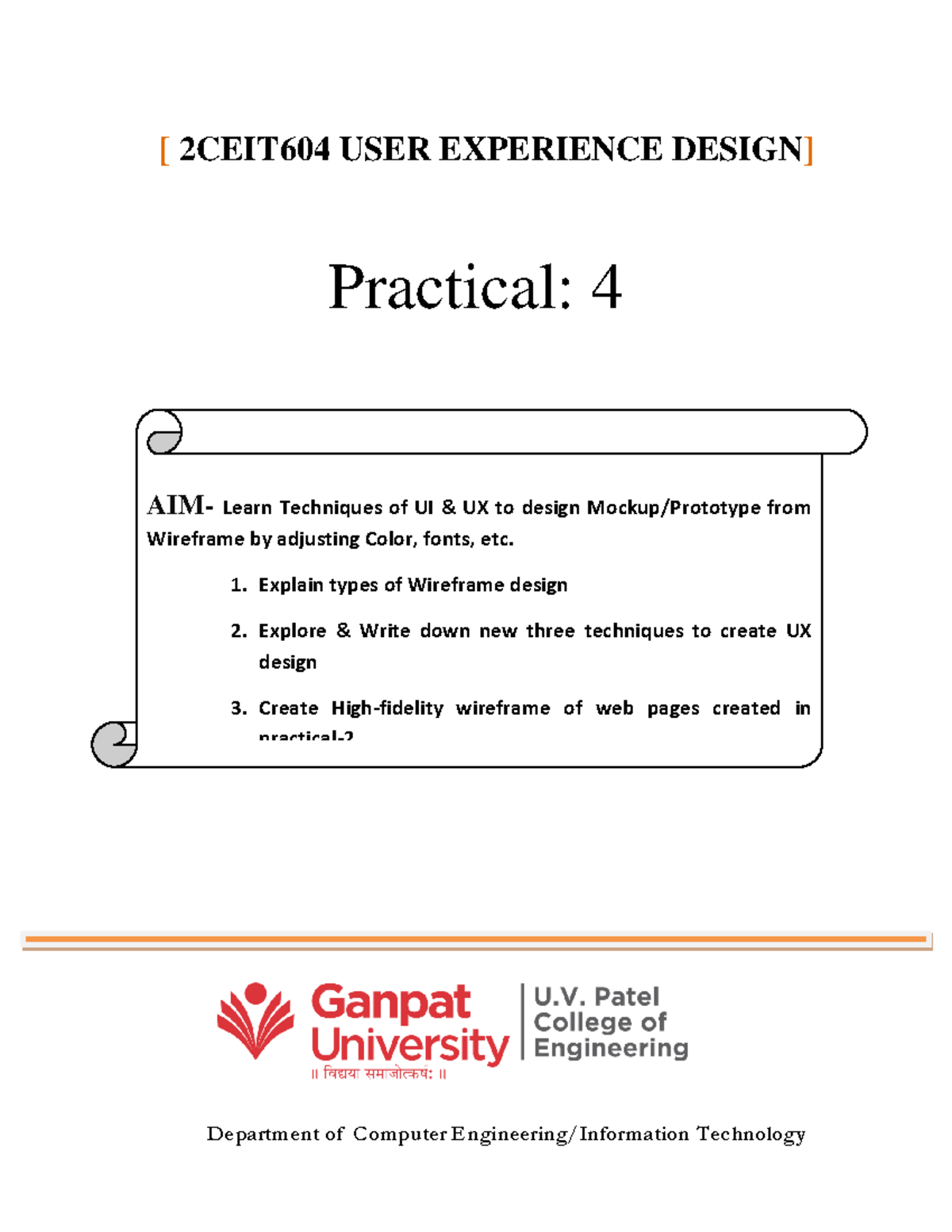 2001 2011008 Gunjan Barot Practical-4 UIUX - Practical: 4 [ 2CEIT604 USER EXPERIENCE DESIGN] AIM ...