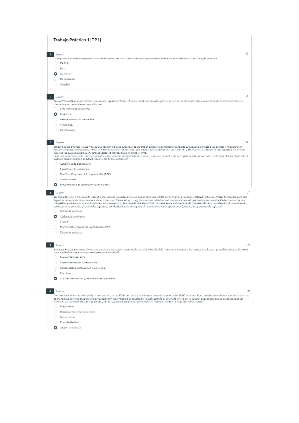 Logistica TP1 - 75% - Trabajo Práctico 1 1 5 puntos La adquisición de activos logísticos por ...