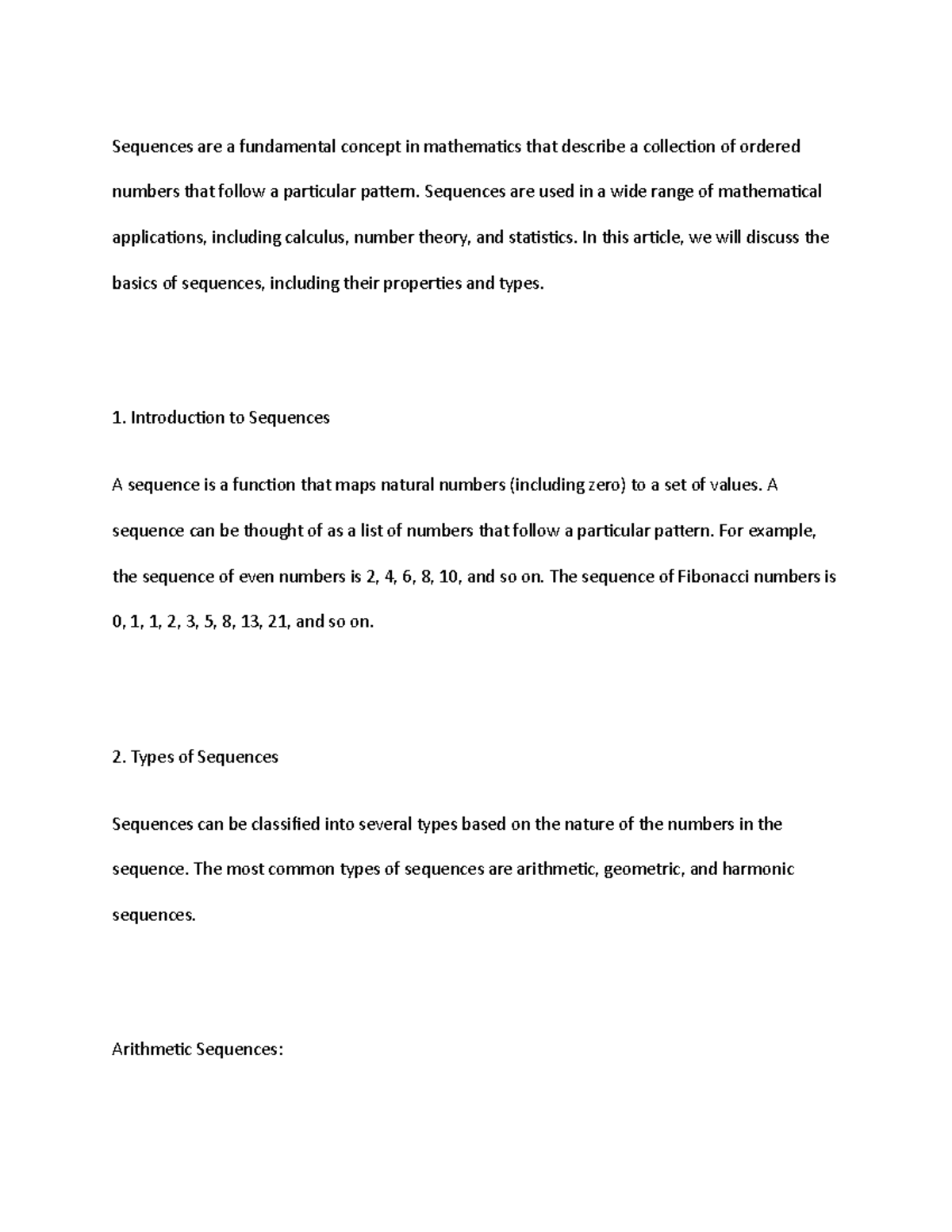 Sequence - Sequences are used in a wide range of mathematical ...